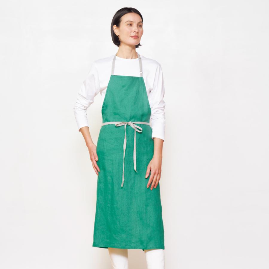 dinos 2色使いの麻のエプロン エプロン 割烹着 551801 : ディノス Yahoo!ショッピング店 - 通販 - Yahoo!ショッピング