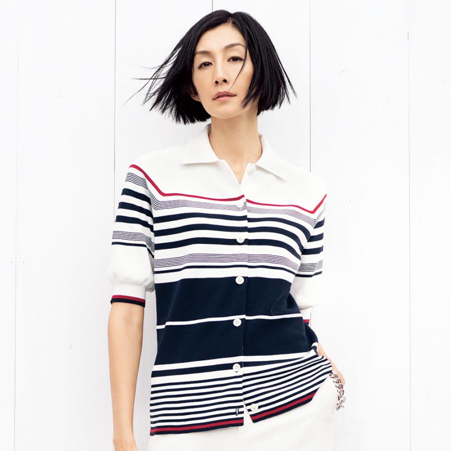 dinos トップス プリント 柄トップス マルチボーダー パフスリーブ カーディガン 350301 : ディノス Yahoo!ショッピング店 - 通販 - Yahoo!ショッピング