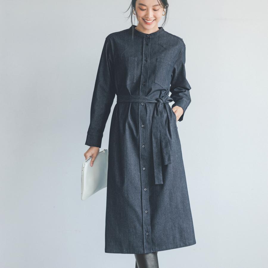 dinos ワンピース チュニック シャツワンピース ヘリンボーン柄 ストレッチデニム 328401 : ディノス Yahoo!ショッピング店 - 通販 - Yahoo!ショッピング