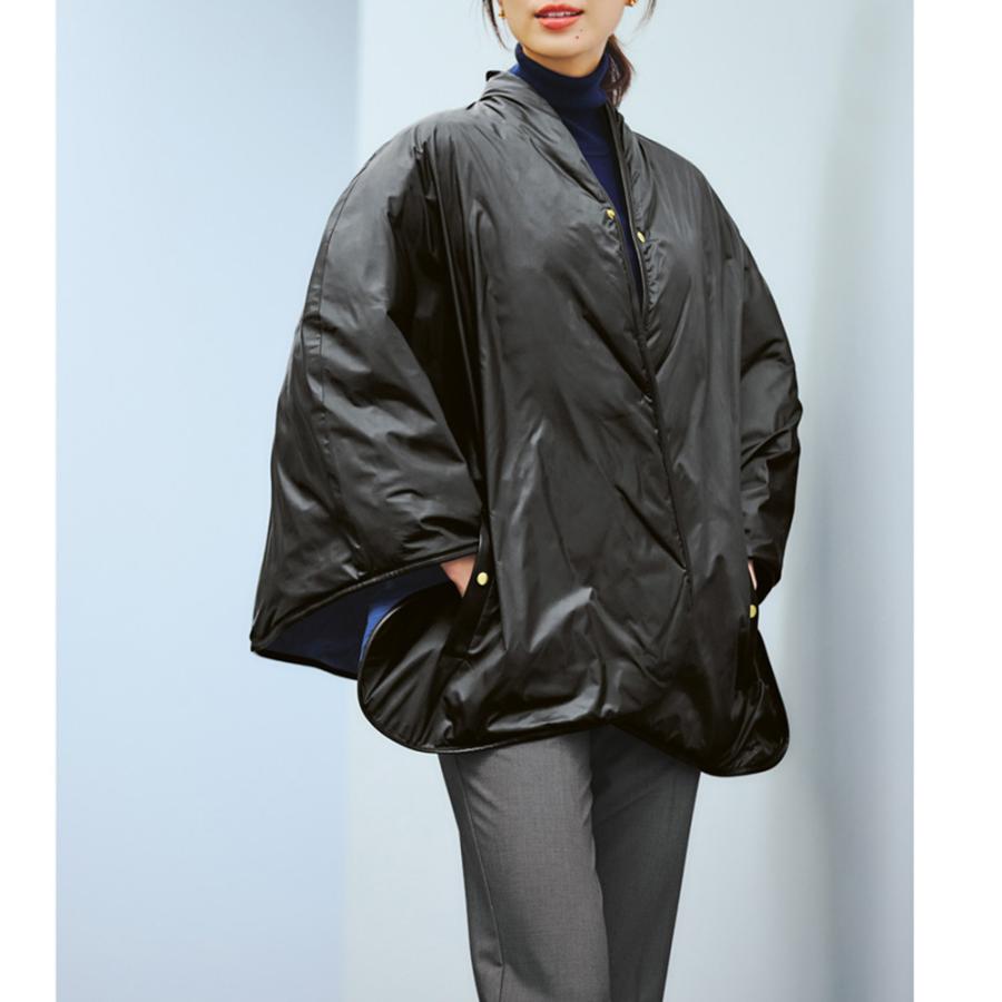 はっ水 リバーシブル アップサイクルダウン ケープ ファッション コート PC5909 dinos（ディノス） はっ水 リバーシブル アップサイクルダウン ケープ