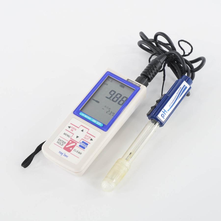 [DW]USED 8日保証 TOA HM-30P pH METER ポータブルpH計 pHメーター ガラス電極式水素イオン濃度指示計 GST-2739C 電極 取扱...[04684-0006 ...