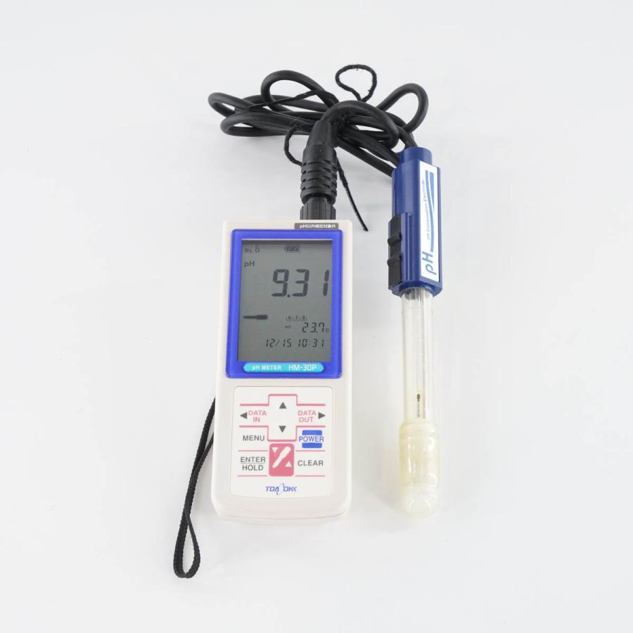 [DW]USED 8日保証 TOA HM-30P pH METER ポータブルpH計 pHメーター ガラス電極式水素イオン濃度指示計 GST-2739C 電極 取扱...[04684-0006 ...