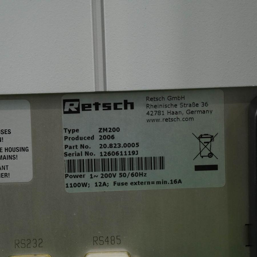 [DW]USED 8日保証 Retsch ZM 200 ZM200 Ultra Centrifugal Mill 超遠心粉砕機 単相200V ...