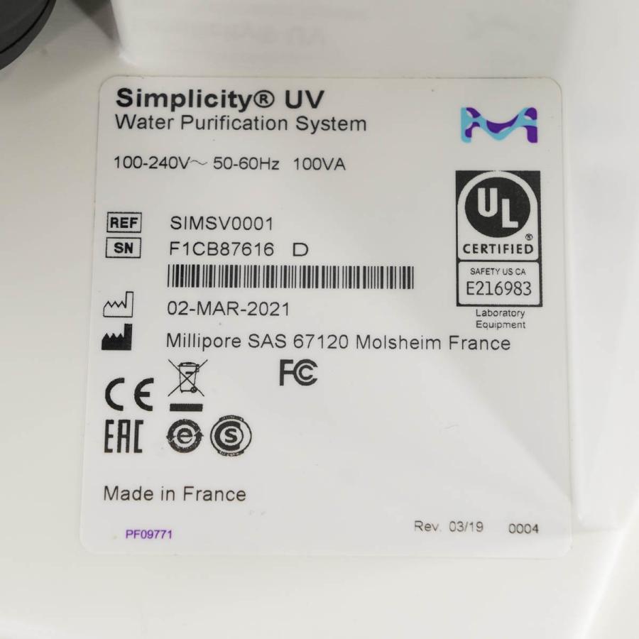 [DW]USED 8日保証 MILLIPORE Simplicity UV Water Purification System 超純水製造装置 ...