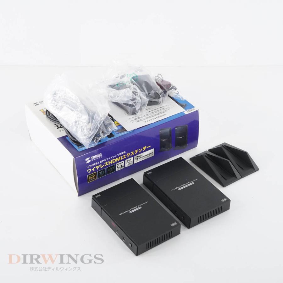 [PG]USED 8日保証 未使用に近い sanwa VGA-EXWHD5 ワイヤレスHDMIエクステンダー 受信機 送信機 ACアダプター ...