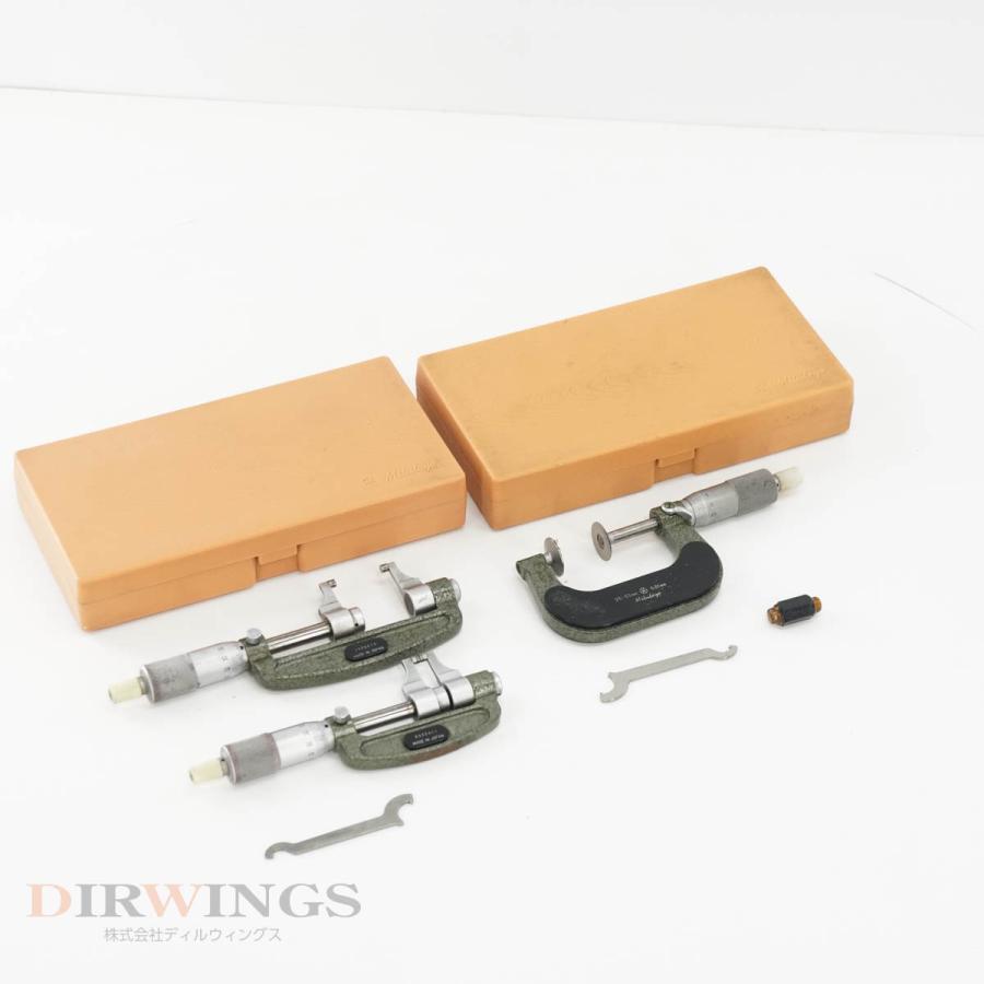[DW]USED 8日保証 セット Mitutoyo Micrometer マイクロメーター 25-50mm 0.01mm [05708 ...
