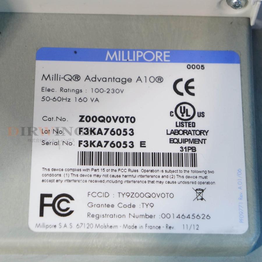 [DW]USED セット Merck Millipore Milli-Q Advantage A10 Elix 3 Z00Q0V0T0 ZRXV003T0 Water Purificati ...