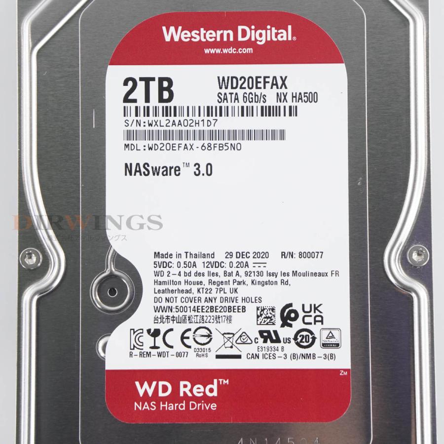 [PG]USED 8日保証 使用2594H Western Digital WD20EFAX WD Red 2TB SATA 6Gb/s ...