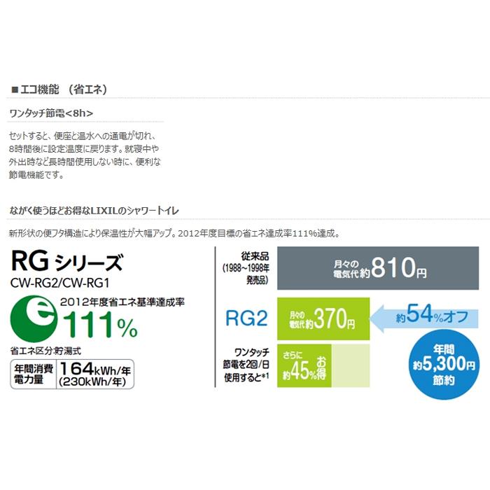 LIXIL リクシル INAX CW-RG2 BN8 シャワートイレ 温水洗浄便座 オフホワイト : Earth Wing - 通販 - Yahoo!ショッピング