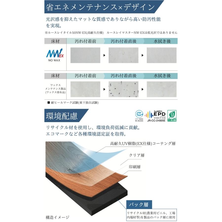 東リ（TOLI） 【無料サンプルあり】 置敷きビニル床タイル ルースレイ50NW-EX エアリーオーク ケース売り TTN3133 ...
