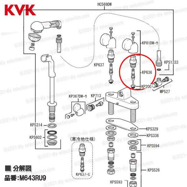 KVK 旧MYM 止水上部水側 KP636 内地用 シャワー水栓用 構造部品 こま スピンドル 補修部品 オプションパーツ 【最安値】