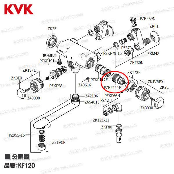 KVK サーモスタット用ボンネットユニット PZKF111E（KF120・KM120・KF151等用）浴室水栓 バスシャワー水栓用 構造部品 補修部品・オプションパーツ KVK純正部品 ...