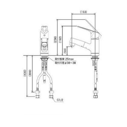 KVK 洗面用シングルレバー式シャワー付混合栓 奥行×高さ:153×622mm KM8001TFEC : DIY FACTORY ONLINE SHOP - 通販 - Yahoo!ショッピング