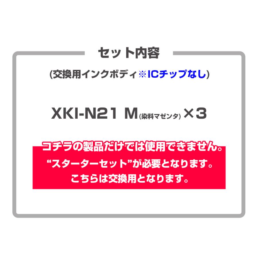 キヤノン プリンターインク Ecoink10 交換用インクボディセット XKI-N21 M×3個 交換用 染料マゼンタ / Canon互換 PGBK PIXUS XK100 XK110 ...