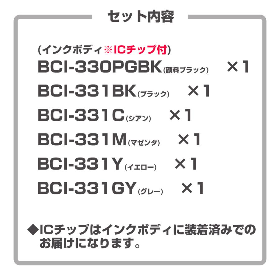 キヤノン BCI-331+330 / 6MP 大容量 6色セット Ecoink10 スターターセット ICチップが10回使える 再利用 キャノン Canon 互換インクカートリッジ エコロジー ...