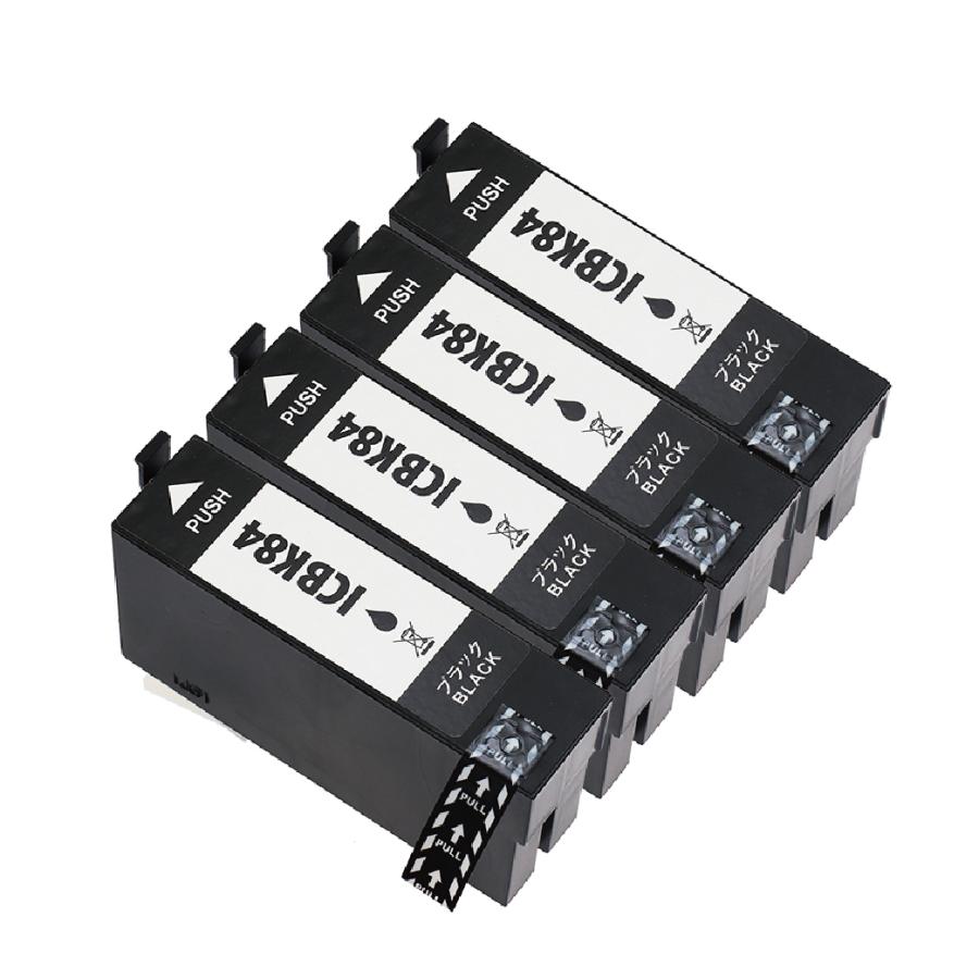 エプソン プリンターインク 84 ICBK84 ブラック×4本 黒 ICBK83の増量版 + PXMB7 互換メンテナンスボックス1個付き 虫めがね EPSON 互換インクカートリッジ :eg ...