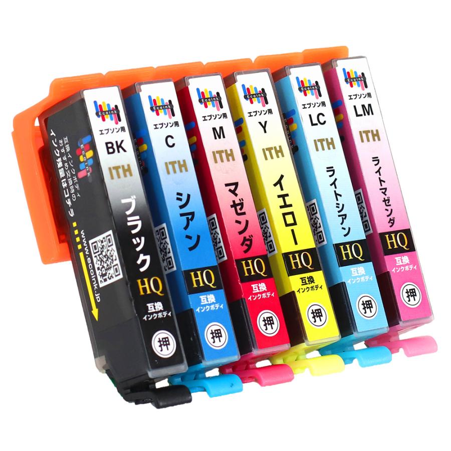【永久ICチップ付き】ITH-6CL 6色パック スターターセット イチョウ 互換インクカートリッジ ITH いちょう EPSON EP-709A EP-710A EP-711A EP ...