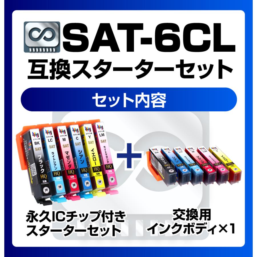 エプソン 【永久ICチップ付き】SAT-6CL 6色パック スターターセット＋1交換用インクボディセット サツマイモ 互換インクカートリッジ さつまいも EP-712A EP-713A EP ...