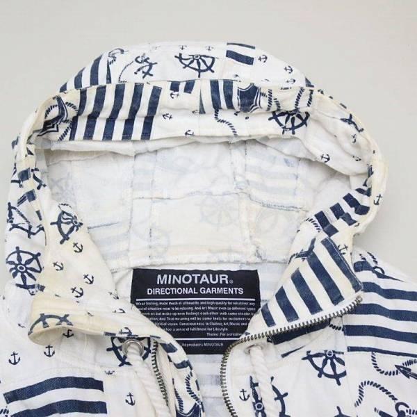 MINOTAUR（ミノトール） BORDER HORBOR HOODED JACKET コットン 長袖 マリンボーダー パッチワーク ジップ ...