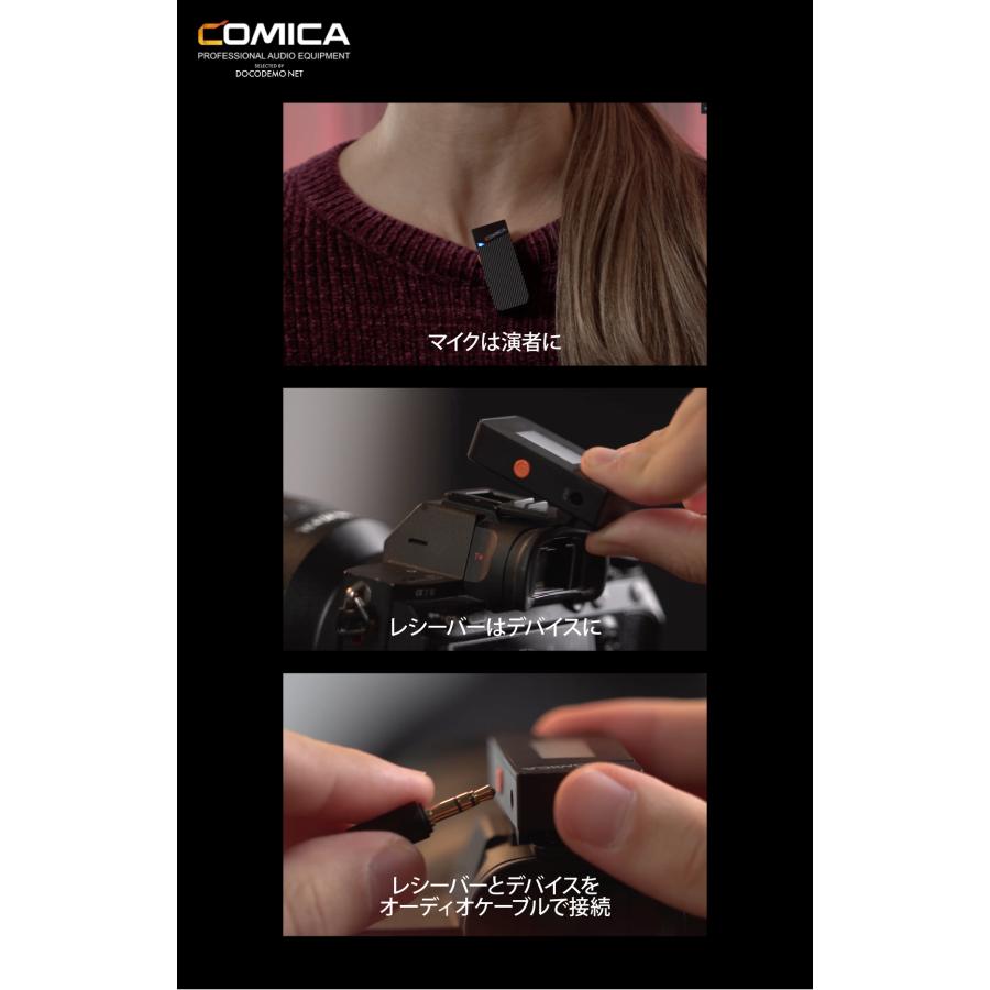 COMICA VIMO C3 2.4G デュアルチャンネル ミニ ワイヤレスマイク ノイズ軽減 スマホ 4つのレベルゲインコントロール（C3=TX+TX+RX+BATCASE) 並行輸入品 ...