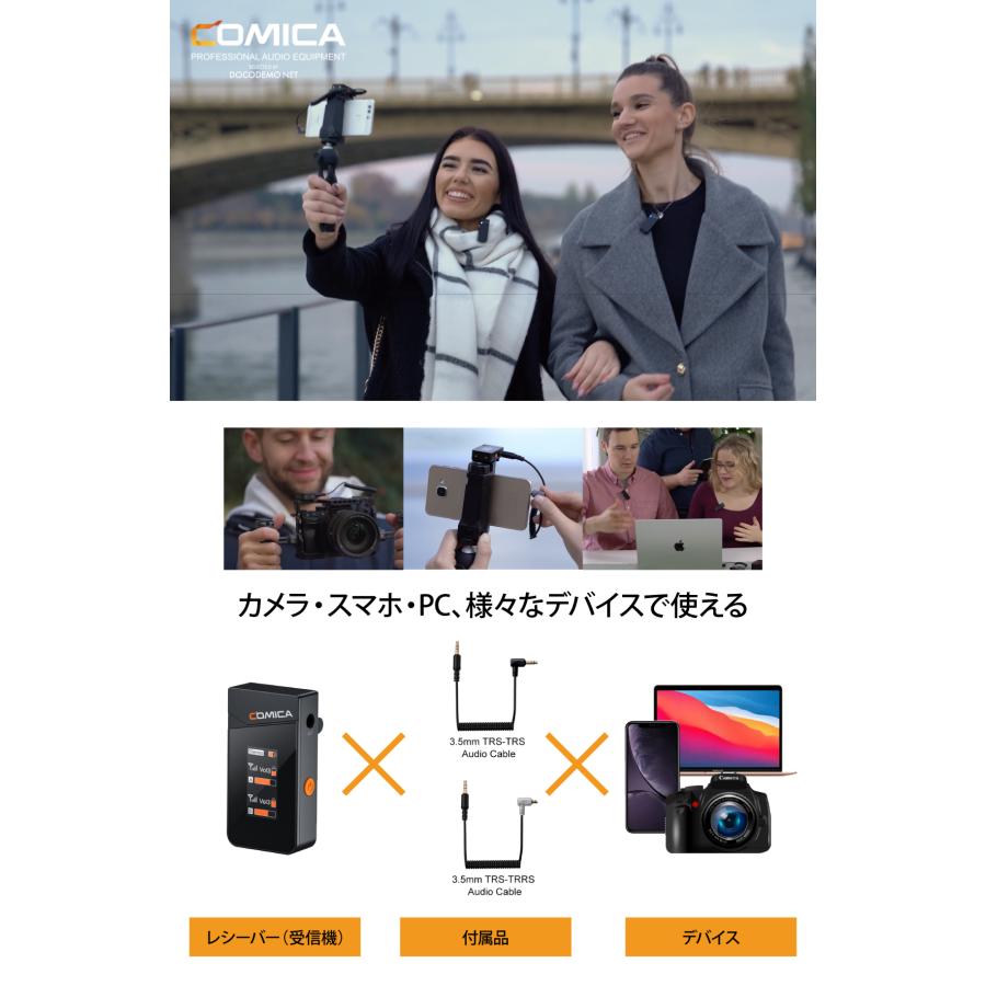 COMICA VIMO C3 2.4G デュアルチャンネル ミニ ワイヤレスマイク ノイズ軽減 スマホ 4つのレベルゲインコントロール（C3=TX+TX+RX+BATCASE) 並行輸入品 ...