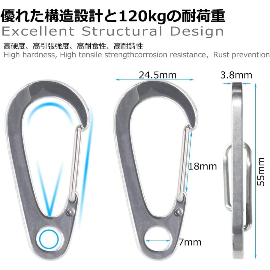 DOKEEP 15個入 カラビナ ミニカラビナ スナップフック SUS304 ステンレス鋼 軽量 耐久性 おしゃれ 多機能 スプリングフック 5.5cm : DOKEEP直営店 - 通販 ...