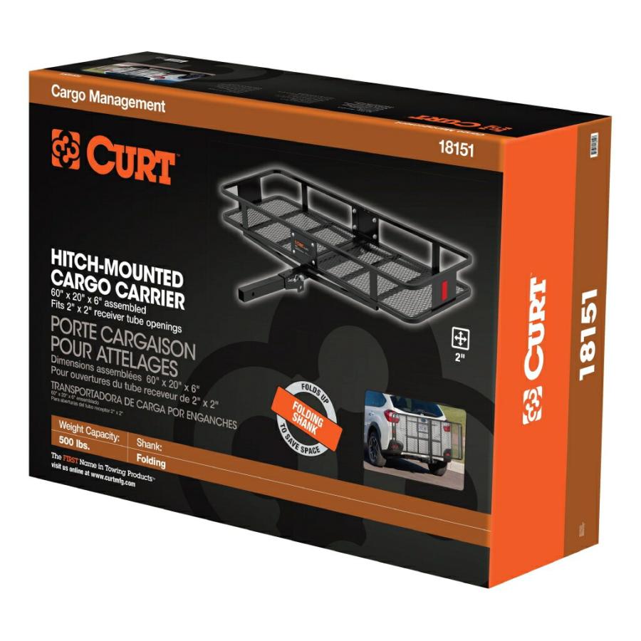 [USカート 正規輸入代理店] CURT カーゴキャリア/ヒッチキャリアカーゴ 折り畳み可 ※2インチ/50.8mmに適合 メーカー保証付 ...