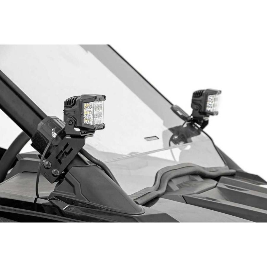 [ROUGH COUNTRY(ラフカントリー)正規品]2インチキューブ LEDライト ブラックシリーズ・アンバーDRL付き ポラリス RZR 4WD・PRO XP/93079 ...