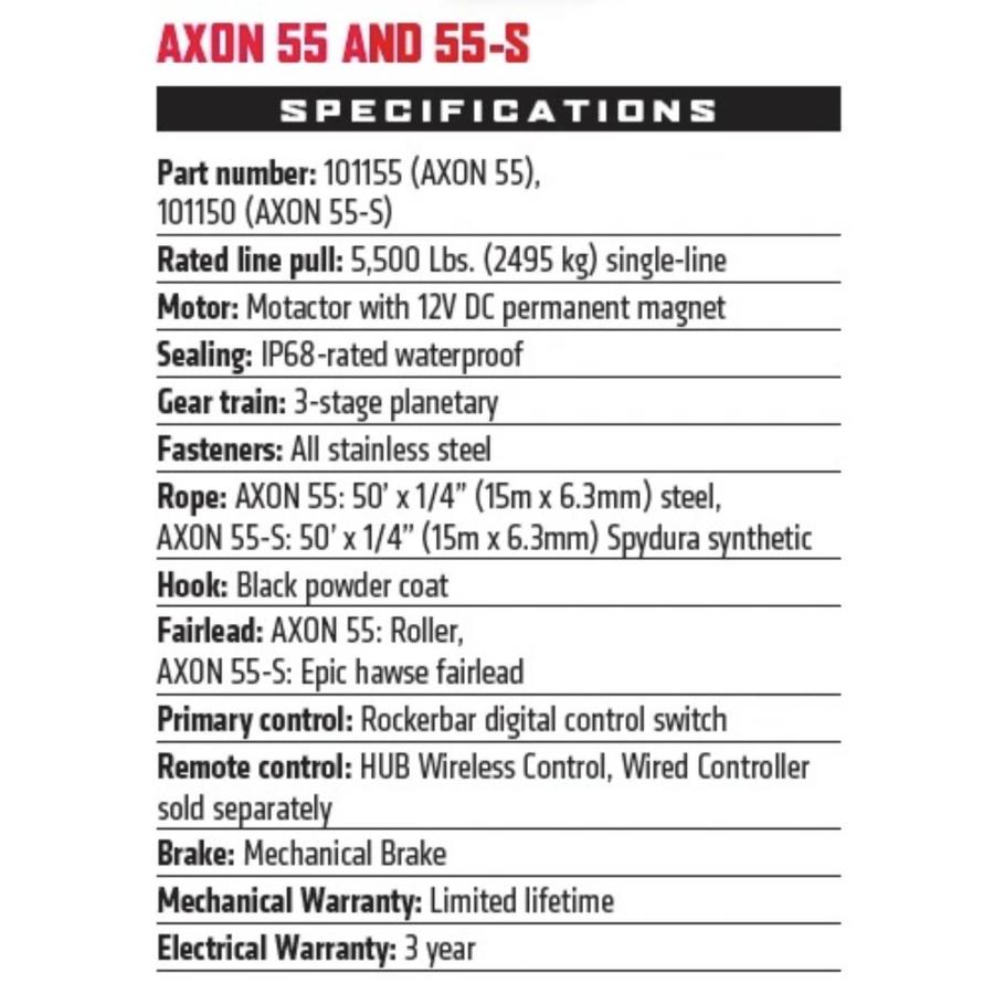 [WARN (ウォーン) USA正規品] AXON 55-S パワースポーツ ウインチ シンスティックロープ 12V 最大牽引力約2495kg 汎用 / 101150 :wi101150 ...