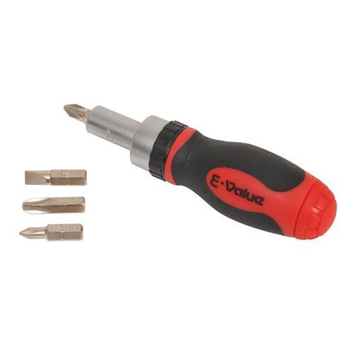 E-Value ビット内蔵 ソフトグリップ スタビーラチェット ドライバー ビット4本付き ERD-4 : domarushop - 通販 - Yahoo!ショッピング