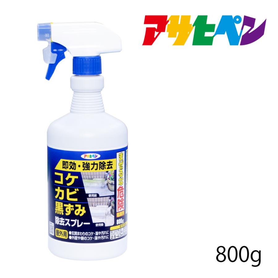 アサヒペン カビ取りスプレー コケ カビ 黒ずみ除去スプレー 800g 掃除用品 洗浄剤 洗浄スプレー 泡洗浄 コンクリート洗浄洗浄スプレー