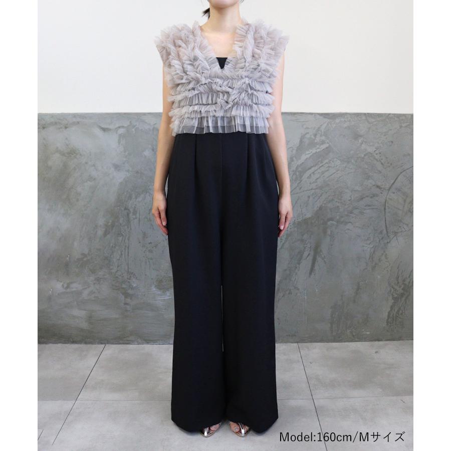 レディース ワンピース ドレス tulle vest all in one dress ANDRESD アンドレスド チュールベスト オールインワン ジレ ベスト セット パンツドレス ...