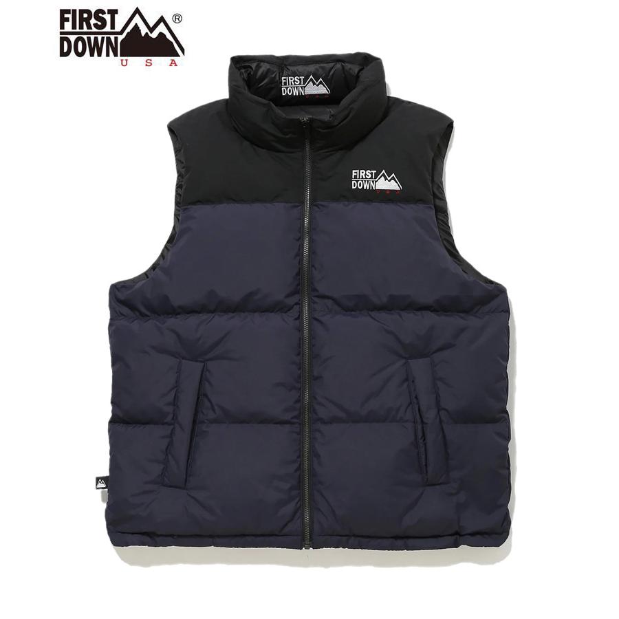 FIRST DOWN ファーストダウン ダウンベスト BUBBLE VEST MICROFT ネイビー F542002 メンズ トップス アウター ロゴ リバーシブル 新作 定番 人気 ...