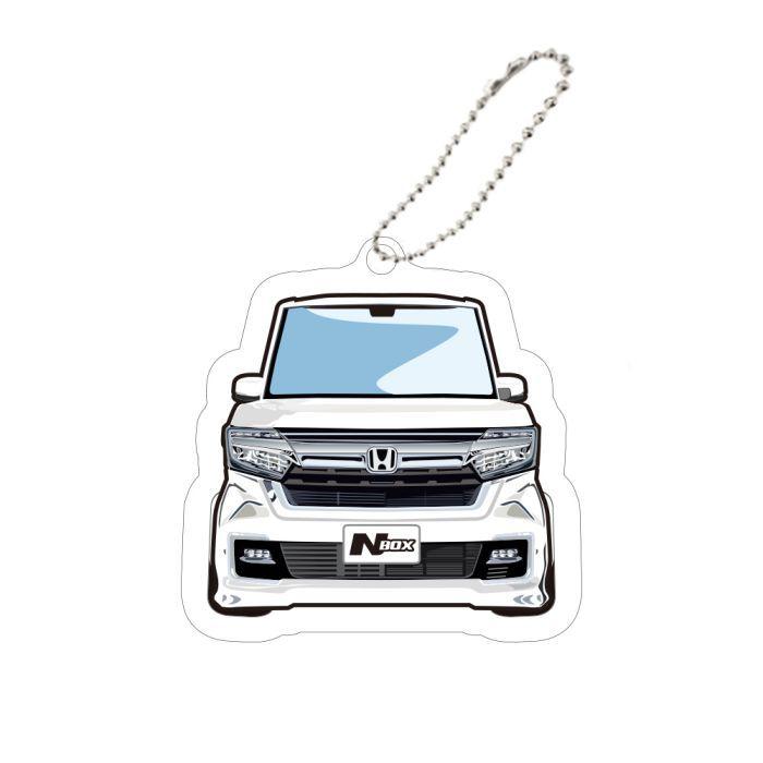 N-BOX JF3 JF4 後期 キーホルダー キーリング チャーム イラスト かわいい ドレスアップ カスタム デフォルメ アクリル ホンダ (印刷) :KR-JF3-B:dress up ...