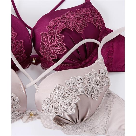 ブラショーツセット (A65/M-F80/LL) ニッセン サテンフラワー ブラジャー ショーツ Tショーツ 3点セット 女性 下着 : zzm0024e0303 : Doris mieux ...
