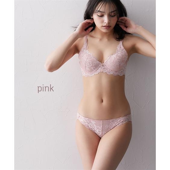 ニッセン ブラショーツセット (AAA65/M-E85/LL) ソフィア 大花 刺しゅう ブラジャーショーツセット 女性 下着 レディース 盛り 小胸 谷間 可愛い 花柄 レース ...