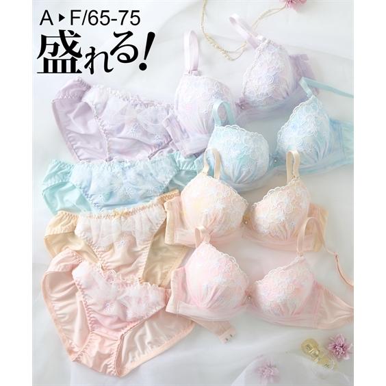 ニッセン ブラショーツ (A65/M-F75/L) パステルフラワー 3/4 モールドカップ ブラショーツセット 女性 下着 レディース ブラジャー ショーツ 盛り 小胸 谷間 : Doris ...