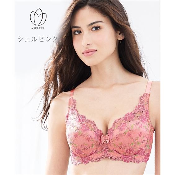 ブラジャー (B70-D85) 脇高 フルカップ ブラジャー (チューリップ柄 日本製レース トリンプ ) ニッセン 女性 下着 :ZZY4A17F0164:Doris mieux by ...