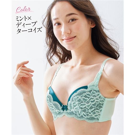 ブラ＆ショーツ セット (E85/LL-F95/4L) 大きいサイズ 脇高 編レース ブラジャー ショーツセット ( トリンプ ) ニッセン 女性 下着 レディース 小胸 谷間 ...