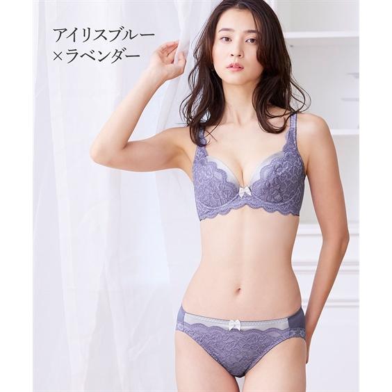 ニッセン ブラ＆ショーツ セット (E85/LL-F95/4L) 大きいサイズ 脇高 編レース ブラジャー ショーツセット ( トリンプ ) 女性 下着 レディース 小胸 谷間 : Doris ...