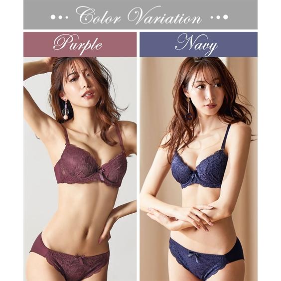 ブラジャーショーツセット (G70/M-H80/L) ダークカラー フロント 総レース ブラジャー ショーツ セット ニッセン :ZZY4A19D1283:Doris mieux by ...