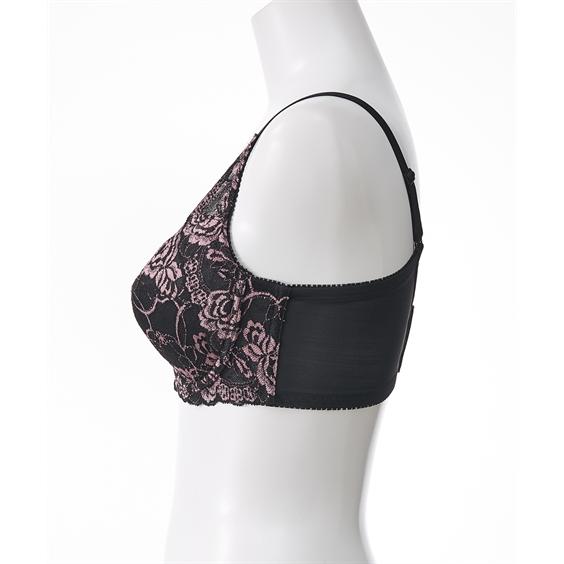 ブラジャー (C85-D105) 大きいサイズ カラフルパレット 脇高 背中高 編レース ブラジャー ビッグフラワー柄 ニッセン 女性 下着 レディース ブラ かわいい下着 ...