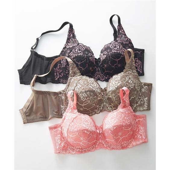 ニッセン ブラジャー (C85-D105) 大きいサイズ カラフルパレット 脇高 背中高 編レース ビッグフラワー柄 女性 下着 レディース ブラ かわいい下着 : Doris mieux ...