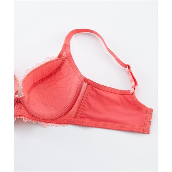 (E85/LL-F95/4L) 大きいサイズ 脇高 刺しゅう レース ブラジャー ショーツ セット (コスモス) (トリンプ) ニッセン とりんぷ 脇肉 かわいい下着 盛り 小胸 谷間 ...