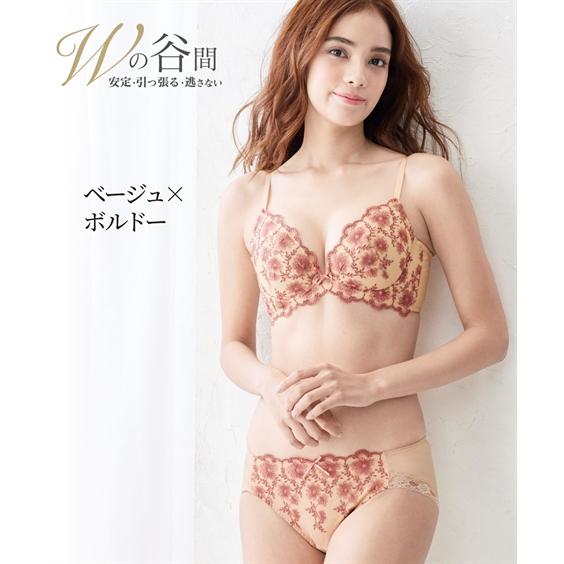(B70/M-D80/L) Wでバストをあげる ブラジャー ショーツセット ( トリンプ ) ニッセン 女性 盛り 小胸 谷間 セクシー かわいい下着 脇高 ブラ 3/4カップ ...