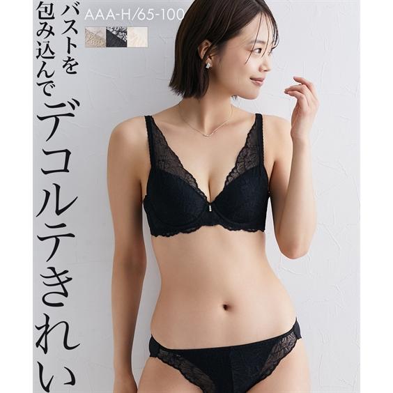 ニッセン ブラショーツセット (AAA65/M-D80/L) フルカップ風 ラグジュアリー レース ブラジャー ショーツ セット 女性 下着 レディース 盛り 小胸 谷間 セクシー ...