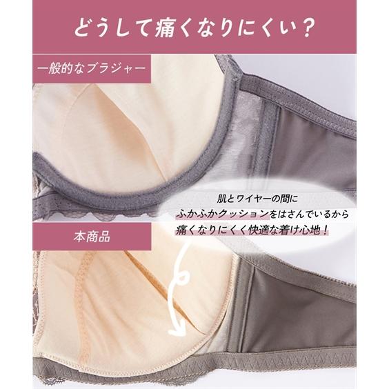 ニッセン ブラ＆ショーツセット (A65/M-D80/L) 痛くなりにくい ブラジャー ショーツ セット (ブルームンレース) 女性 下着 レディース 盛り 小胸 谷間 セクシー ...