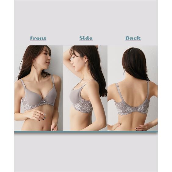 ブラジャー (A75-D85) 内緒でメイク！ 脇高 ノンワイヤー シームレス ブラジャー ニッセン 女性 下着 レディース 盛り 小胸 谷間 プチプラ ノンワイヤーブラ ...