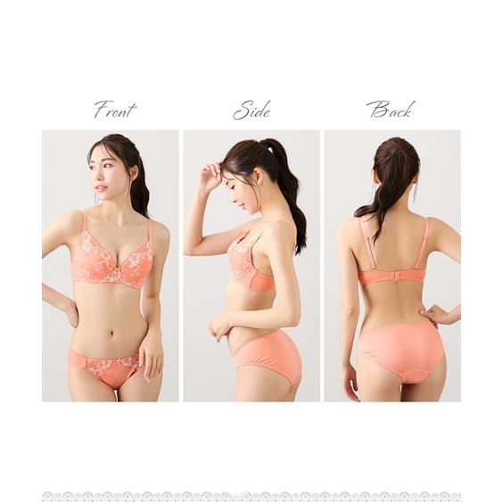 ニッセン ブラショーツセット G85/LL-G100/5L 大きいサイズ 安定感のある 深め 3/4カップ 編レース ブラジャー ショーツ 5セット組 女性 下着 レディース お得 ...