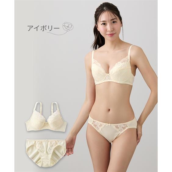 ニッセン ブラショーツセット G85/LL-G100/5L 大きいサイズ 安定感のある 深め 3/4カップ 編レース ブラジャー ショーツ 5セット組 女性 下着 レディース お得 ...